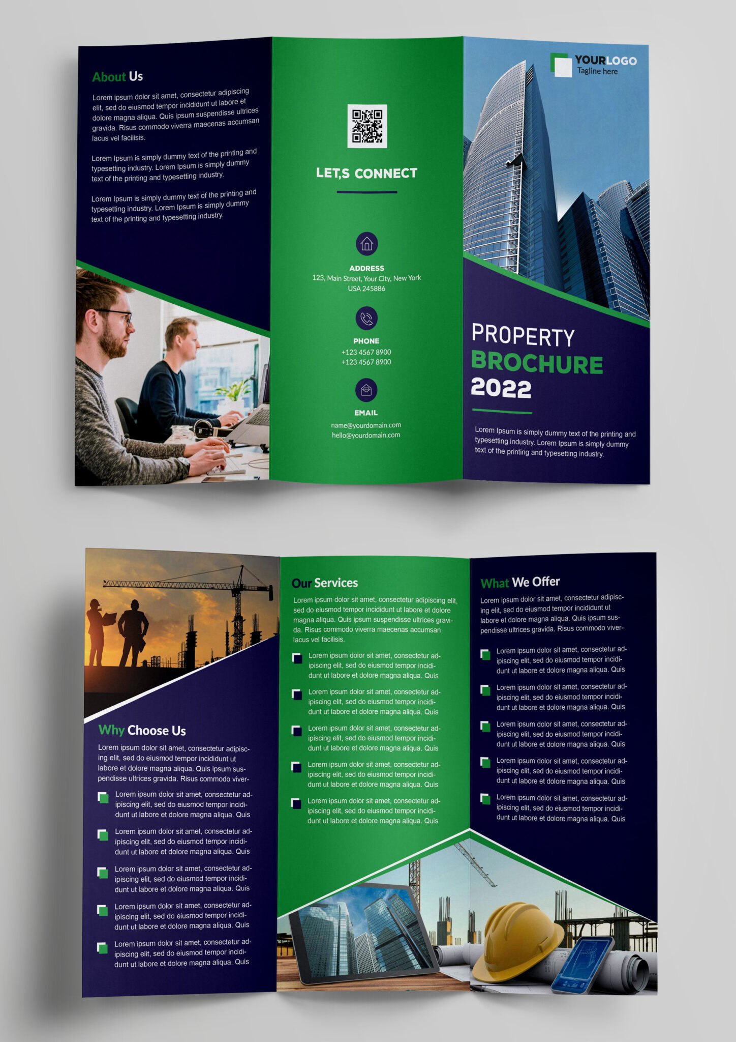 Property/Real Estate Tri-fold Brochure Green Template | DesignersJoint.Com