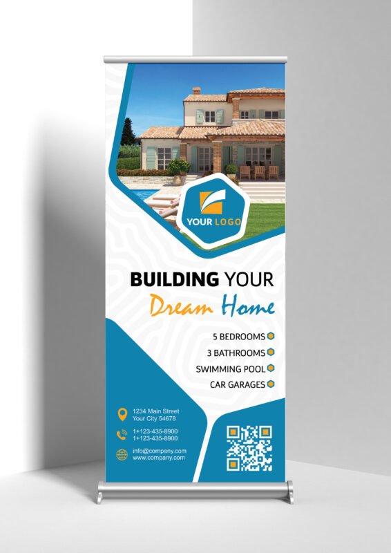 Real Estate/Property Roll Up Banner Ai Template Blue | DesignersJoint.Com