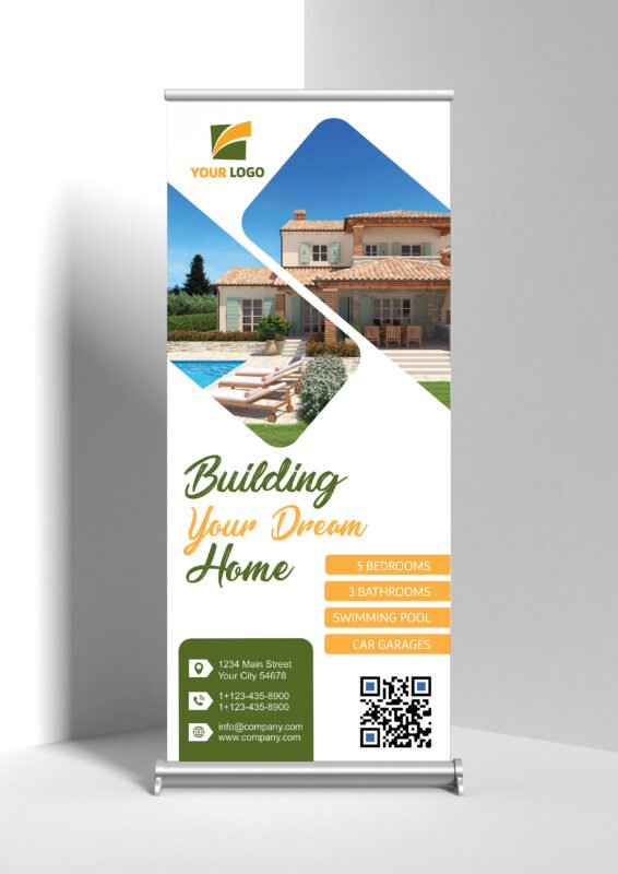 Property/Real Estate Roll Up Banner Ai Template Green | DesignersJoint.Com