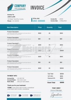 20 Professional Invoice Templates | DesignersJoint.Com