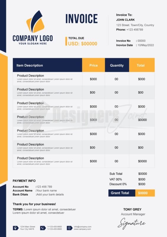 Event Planner Invoice Template | DesignersJoint.Com