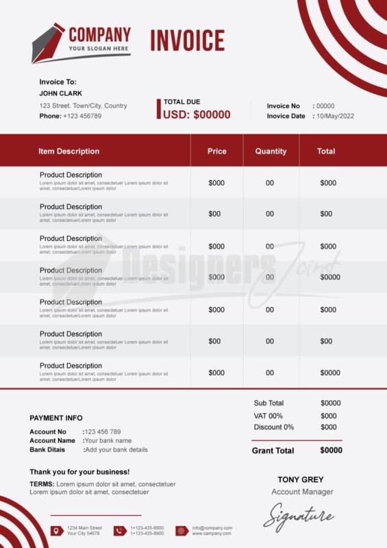 Creative Invoice Template | DesignersJoint.Com