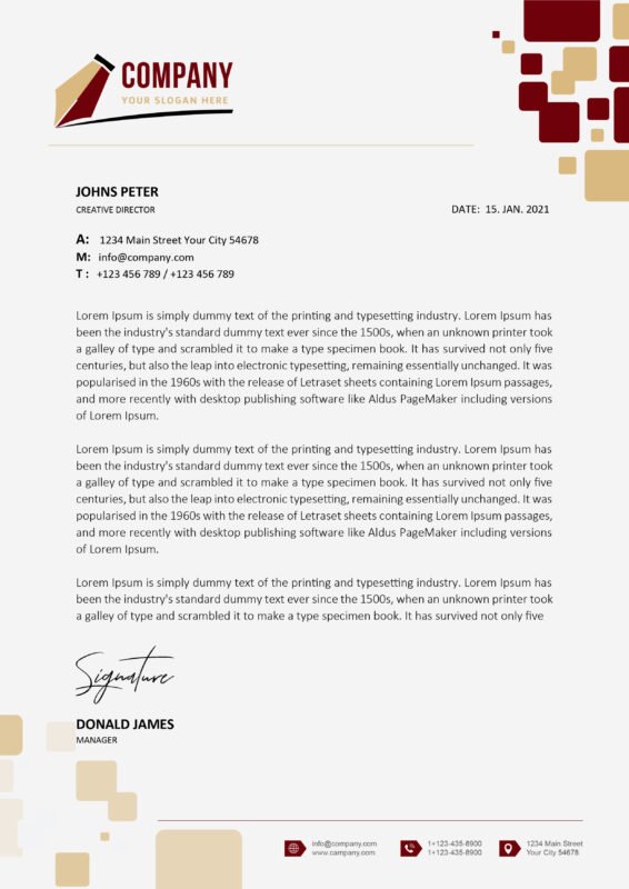 Creative Corporate Letterhead Design Maroon | DesignersJoint.Com