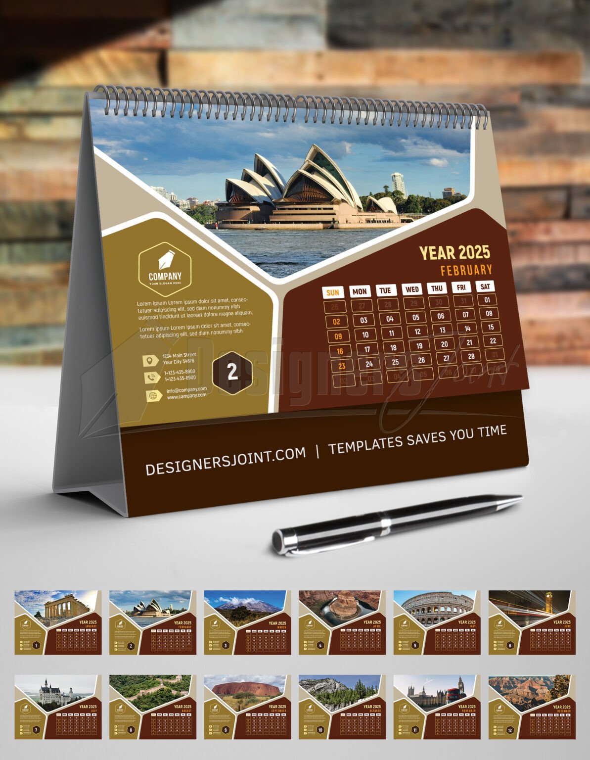 2025 Futuristic Desk Calendar Template (Ai, EPS) | DesignersJoint.Com