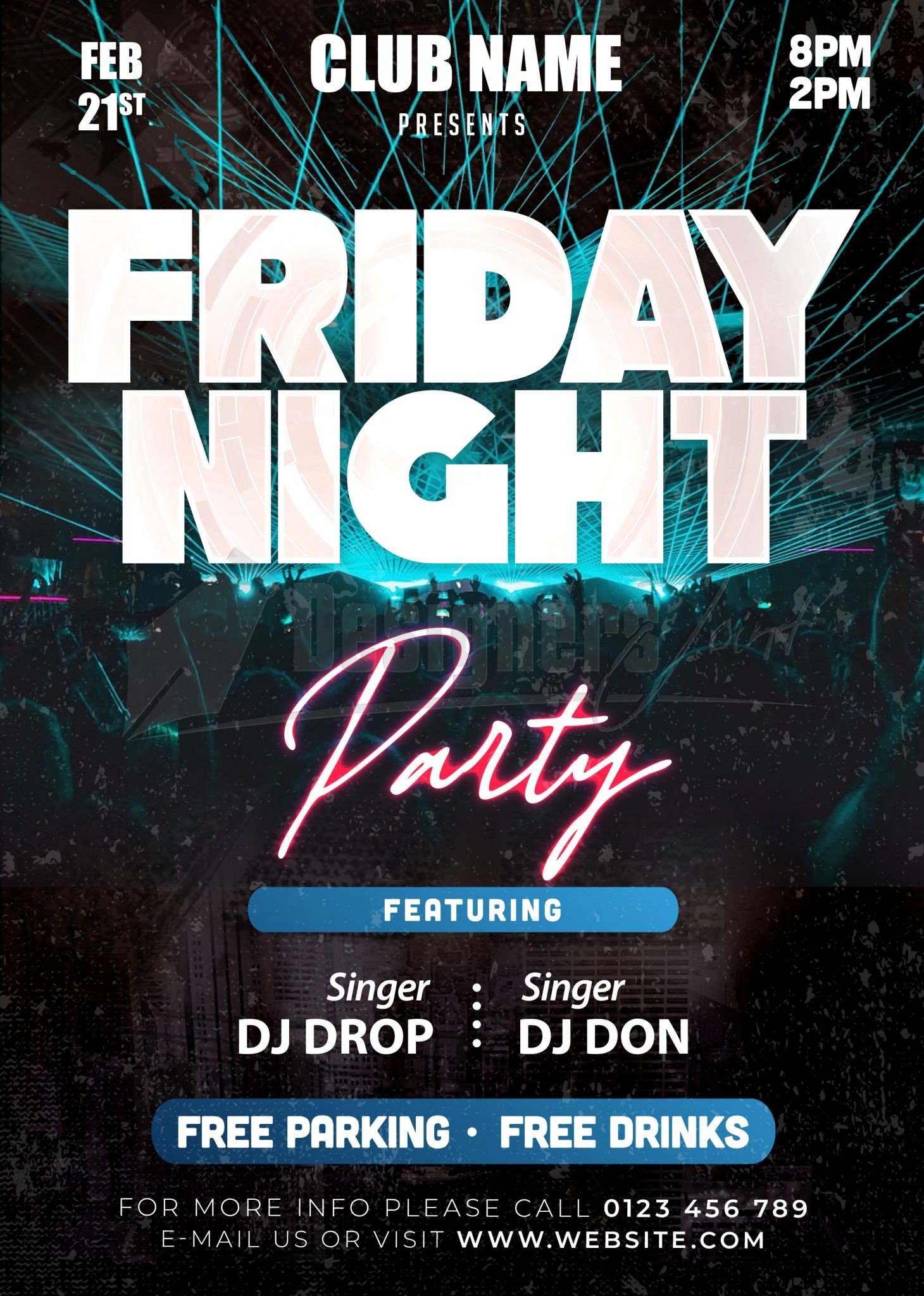 Friday Night Club Party Flyer PSD Template | DesignersJoint.Com