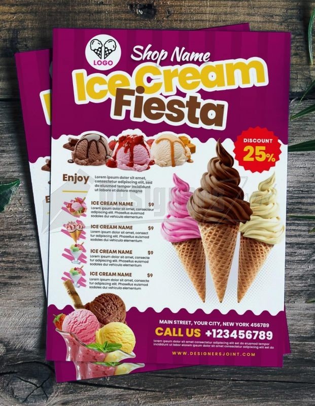 Ice Cream Sale Flyer Template - PSD | DesignersJoint.Com