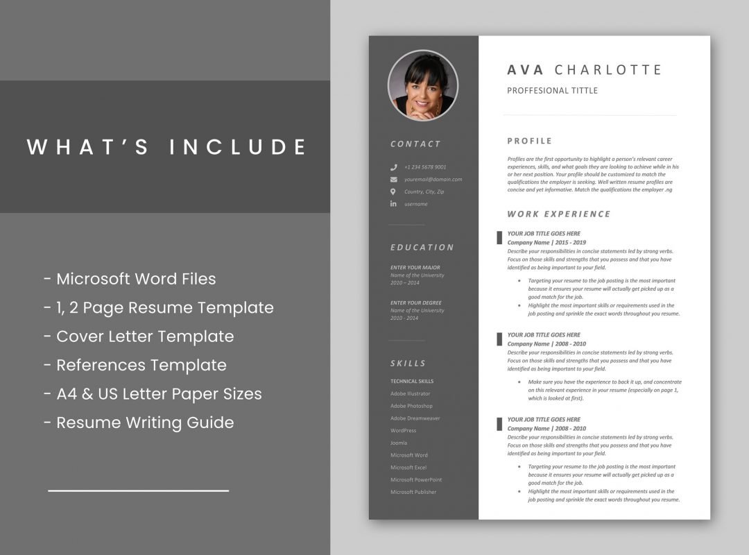 Best Microsoft Word Modern CV/Resume Template With Cover Letter ...