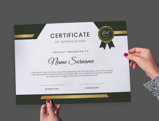 Graduation Certificate Template - Green & Golden | DesignersJoint.Com