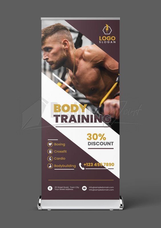 Fitness Gym Center Promotion Roll-Up Banner Template | DesignersJoint.Com