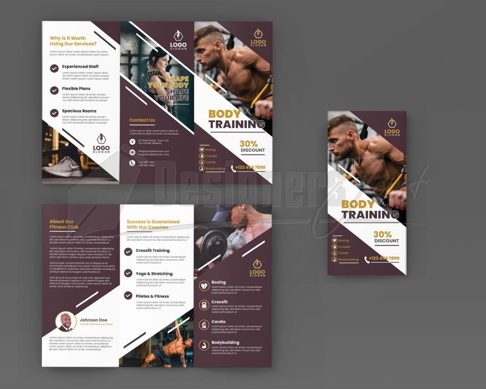 Fitness Gym Center Promotion Tri-Fold Brochure Template ...