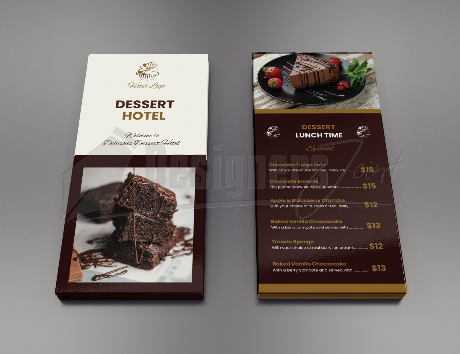 Hotel Restaurant Menu DL Flyer Rack Card Illustrator Template ...