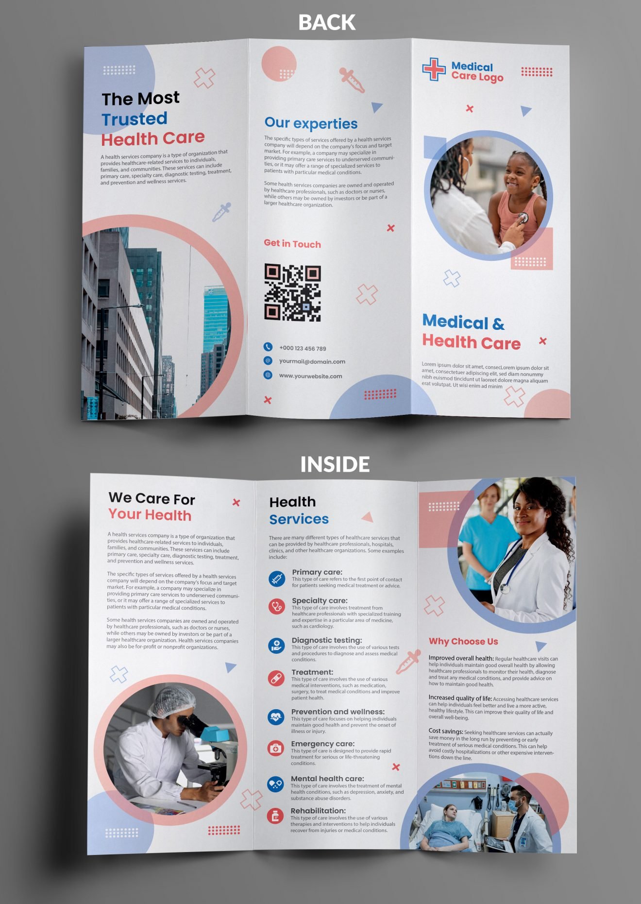 Medical & Health Care Tri-Fold Brochure Template | DesignersJoint.Com