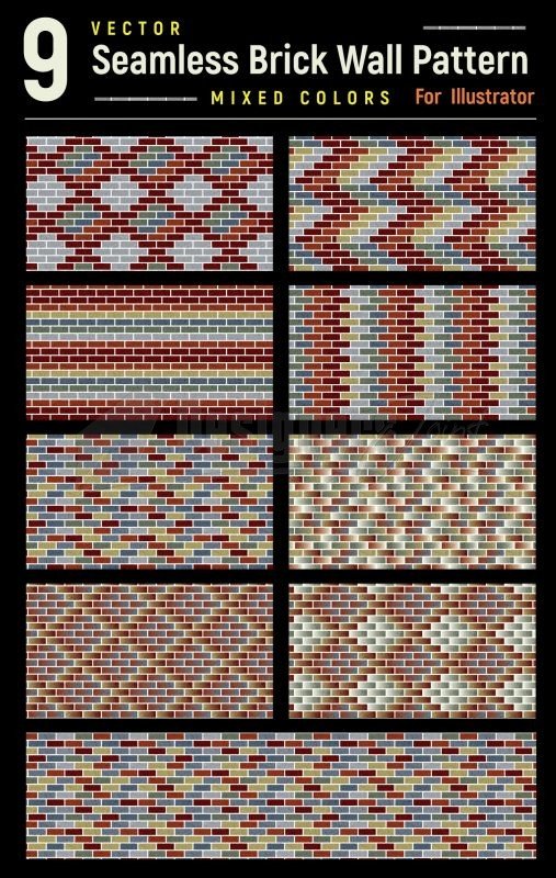 36 Seamless Vector Brick Wall Patterns - Print Wall Brick Papers in ...