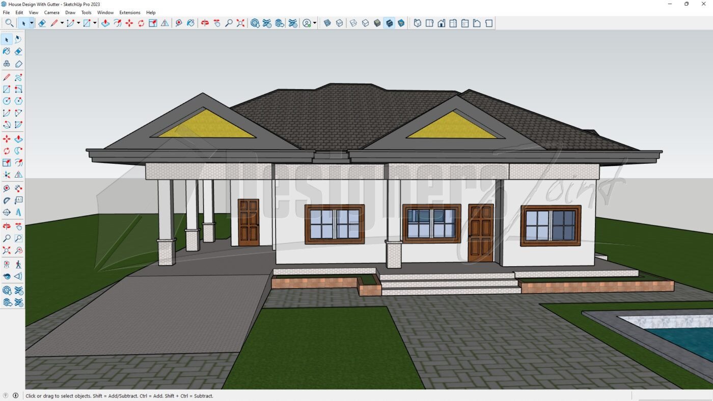 3 Bedroom House SketchUp Model | DesignersJoint.Com