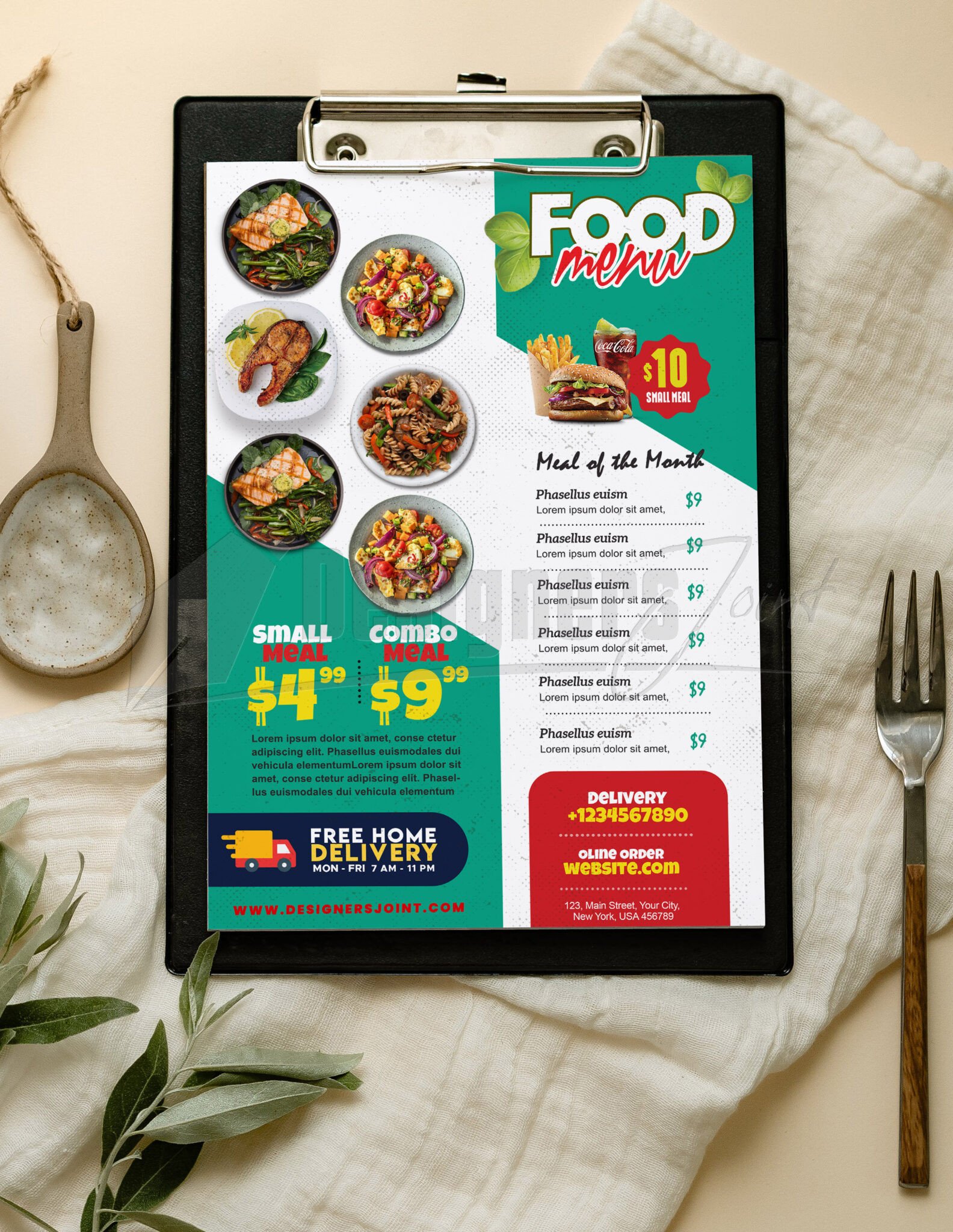 Fast Food Restaurant Hotel Menu PSD Template A4 | DesignersJoint.Com