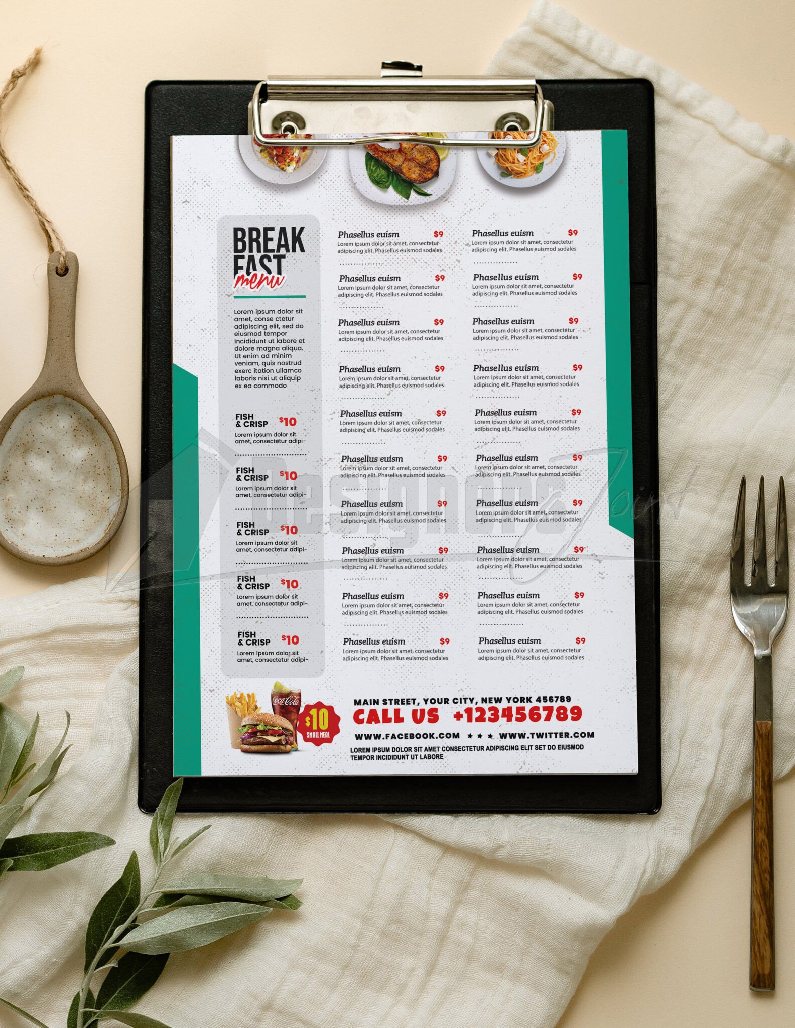 Fast Food Restaurant Hotel Menu PSD Template A4 | DesignersJoint.Com