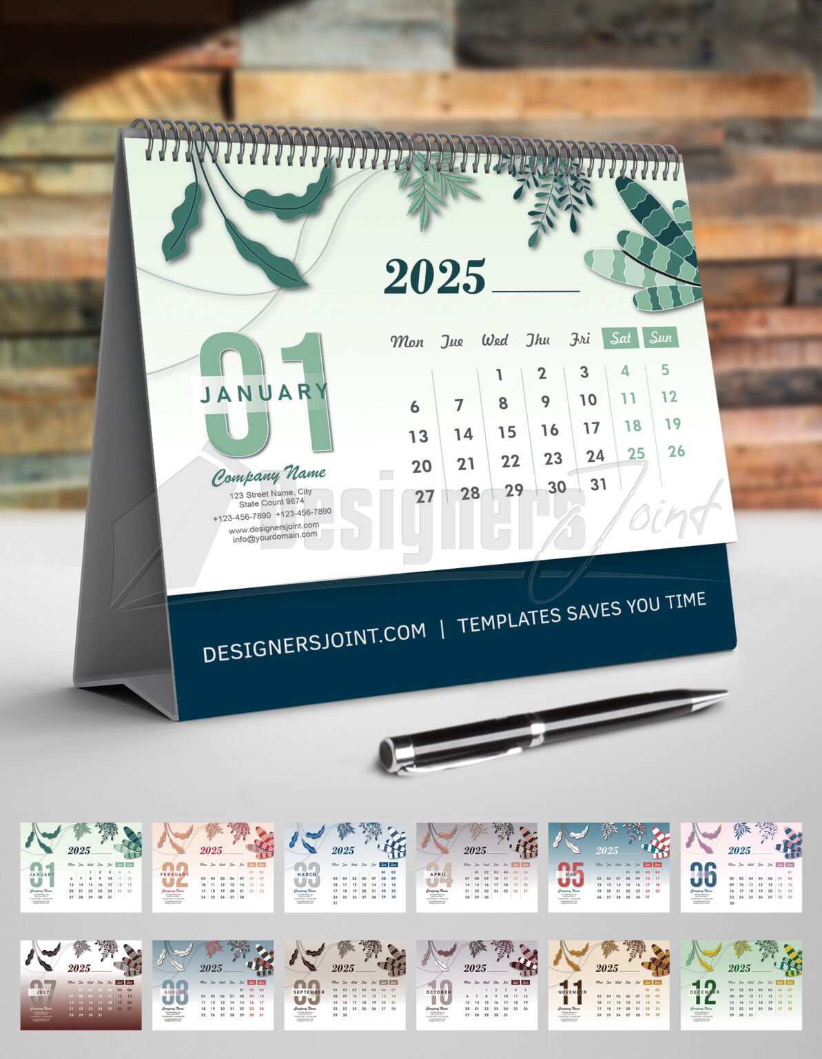2025 Desk Calendar Template - Colorful Gradient (Ai, EPS ...