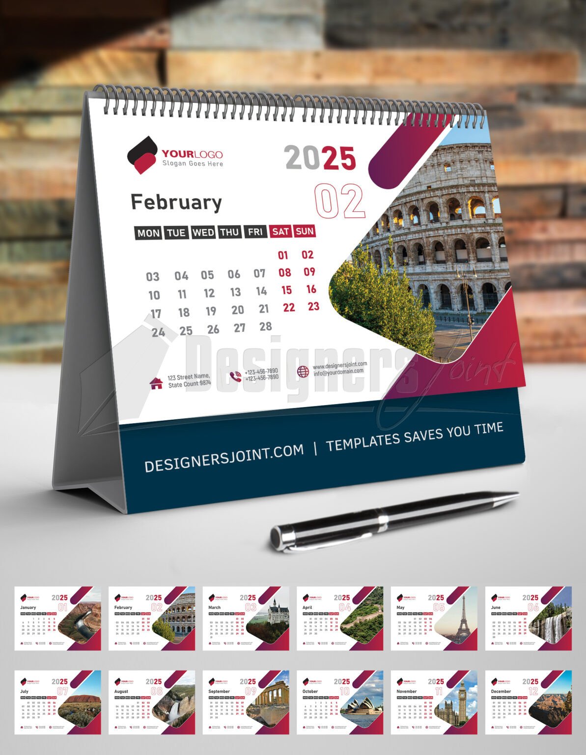 10 Best Selling 2026 Desk Calendar Templates | DesignersJoint.Com