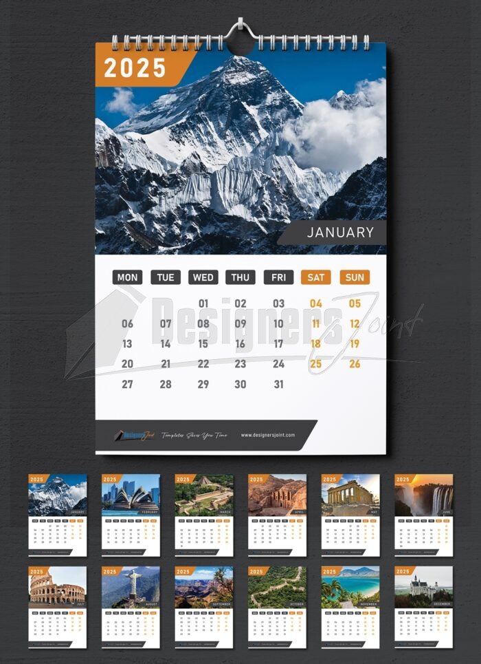 Free Wall Calendar Template For 2025-2026 (Illustrator)