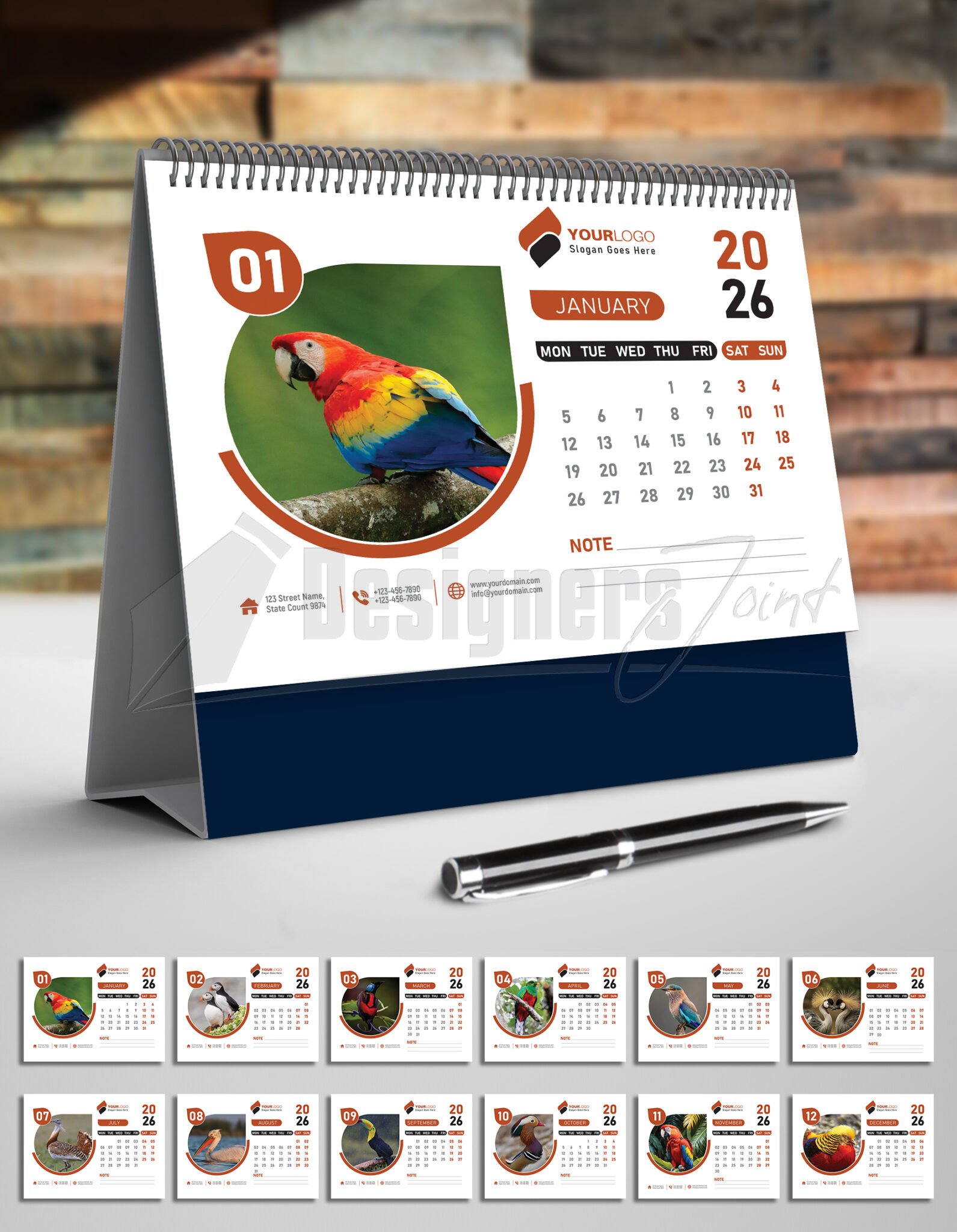 2026 Desk Calendar Template - Tear Drop Design (Ai, EPS ...