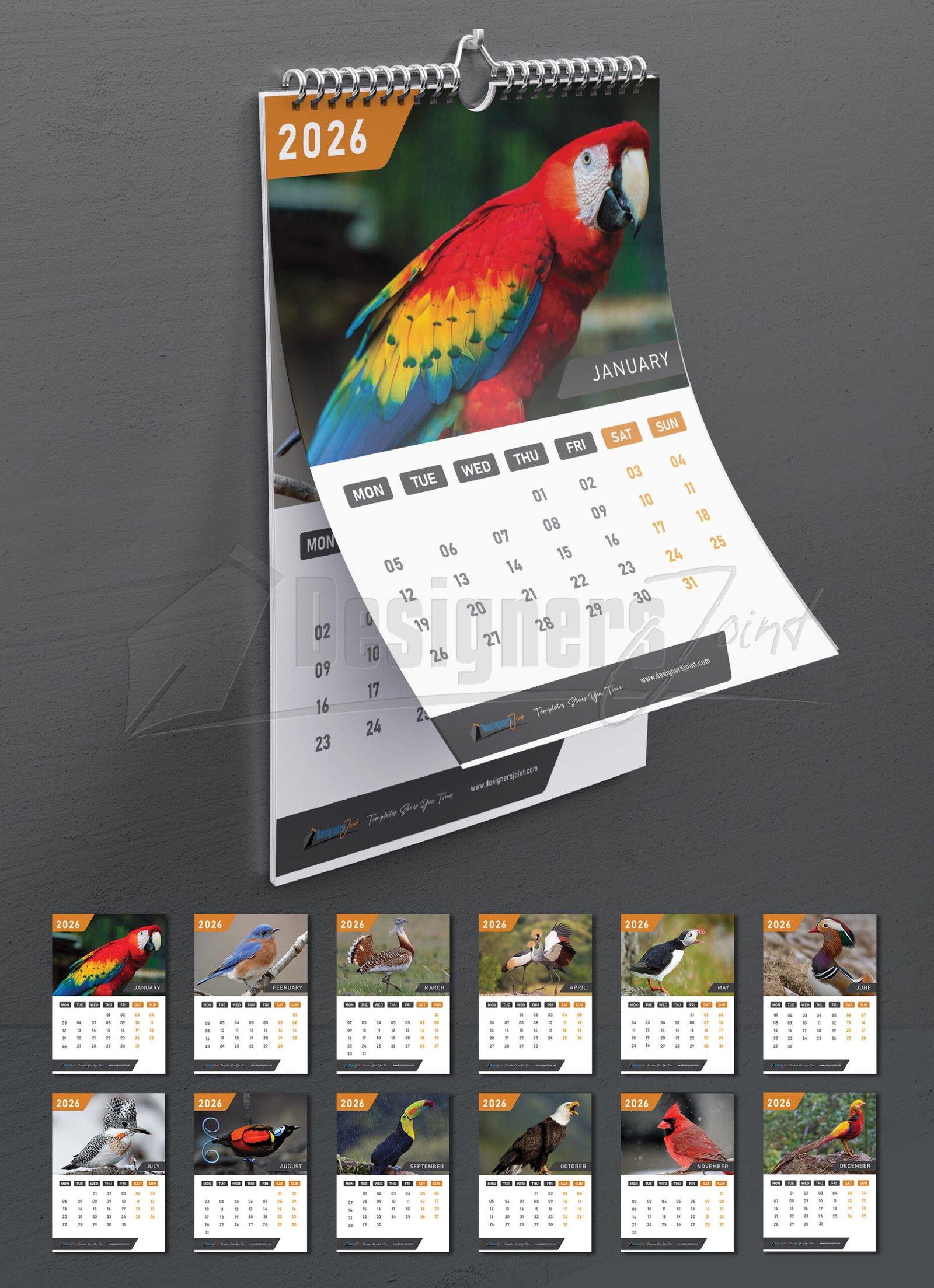 Free Wall Calendar Template For 2025-2026 (Illustrator)