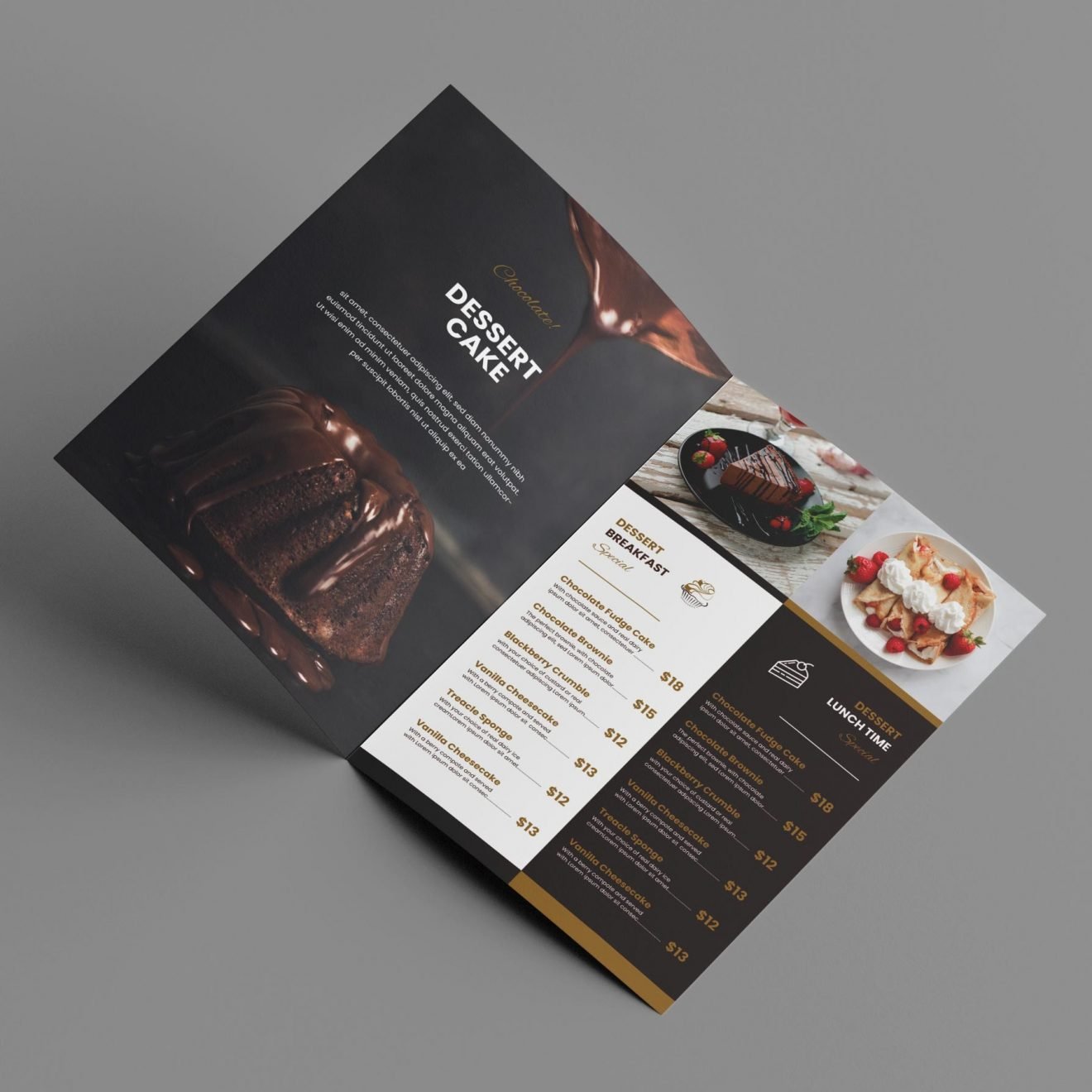 Hotel Bifold Brochure/Restaurant Menu Illustrator Template ...