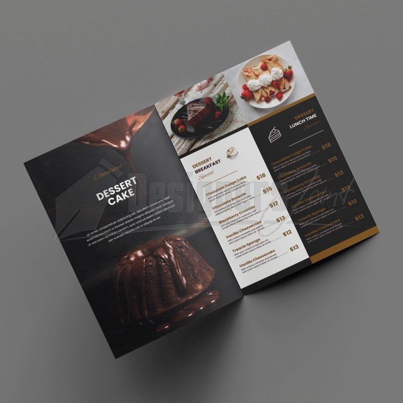 Hotel Bifold Brochure/Restaurant Menu Illustrator Template ...