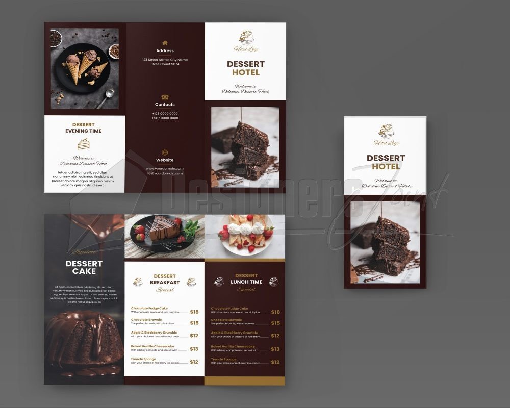 Hotel Tri-Fold Brochure/Restaurant Menu Illustrator Template | DesignersJoint.Com